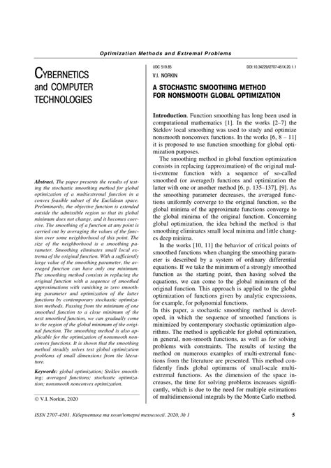 Pdf A Stochastic Smoothing Method For Nonsmooth Global Optimization