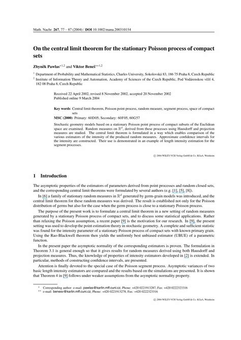 Pdf On The Central Limit Theorem For The Stationary Poisson Process