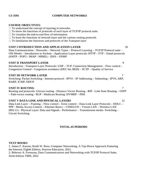 Computer Networks Course Overview Pdf Internet Protocol Suite File Transfer Protocol
