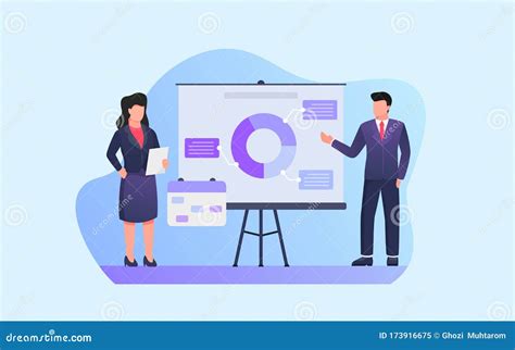 Business Presentation With Man And Woman Presenting Graph Chart And