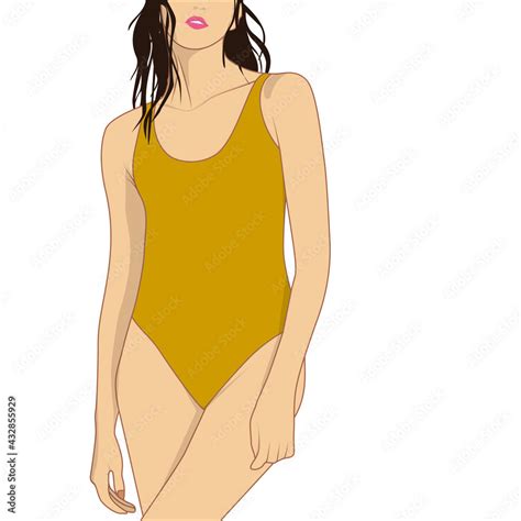 Girl In Bikini Swimsuit Women Wearing A One Piece Swimwear Cartoon