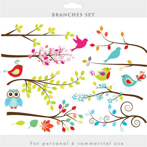 Branch Clipart Tree Clip Art Branches Whimsical Twigs Etsy