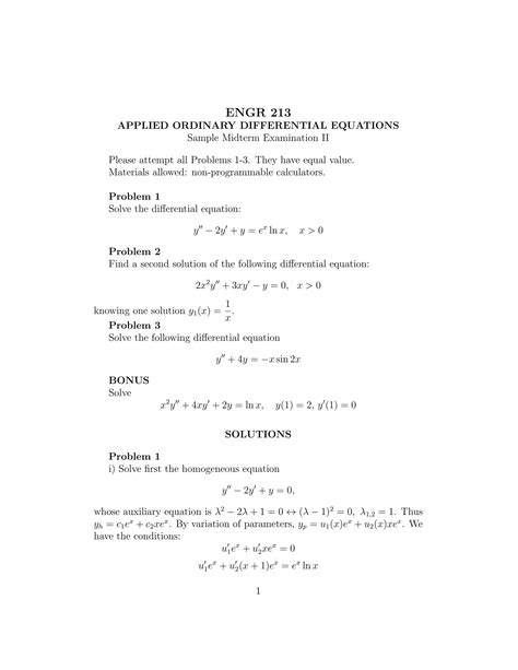 Engr 213 Sample Midterm 2b Sol 2010 Pdf