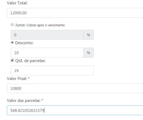 Calcular Os Juros Ou Descontos A Quantidade De Parcelas Jquery Ou Javascript Stack