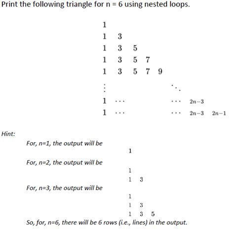 Solved Print The Following Triangle For N 6 Using Nested Loops 1