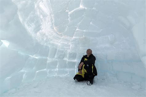 Cutting Blocks Working On An Igloo Antarctica