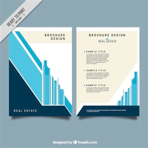 평면 디자인의 미니멀 부동산 브로셔 프리미엄 벡터