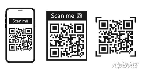 Qr Code Scan Icon With Smartphone Scan Me Qr Code For Payment Wall Mural Murals Black White