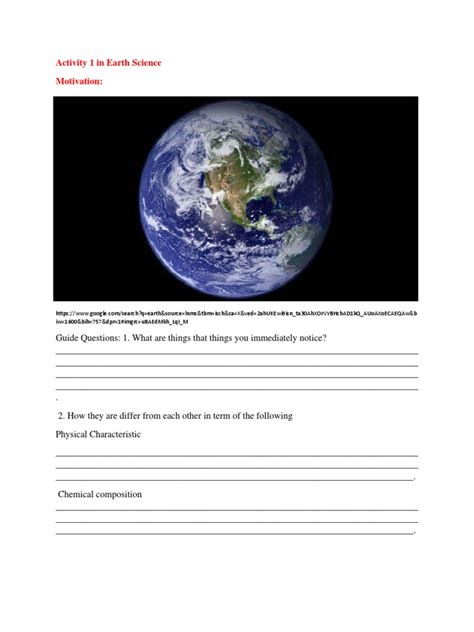 Activity 1 In Earth Science Pdf Earth Earth Sciences