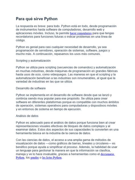 Para Qué Sirve Python Pdf Objeto Informática Lenguaje De Programación