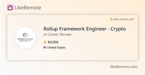 📩 rollup framework engineer crypto at 🏢 career renew salary 💰 3 000