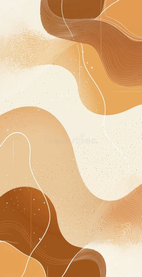 Modern Minimalist Abstract Background Featuring Overlapping Wavy Shapes In Beige And Brown Hues