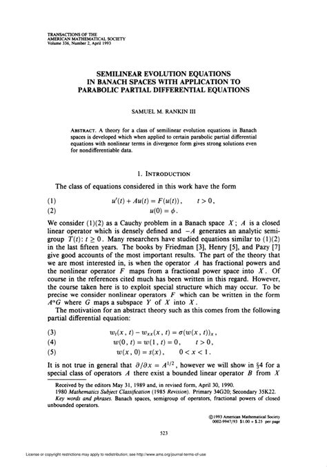 Pdf Semilinear Evolution Equations In Banach Spaces With Application