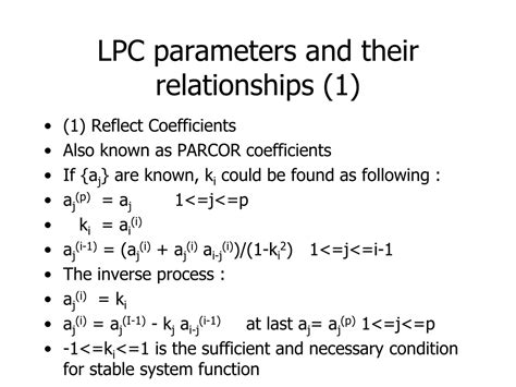 Ppt Chapter 6 Linear Predictive Coding Lpc Of Speech Signals