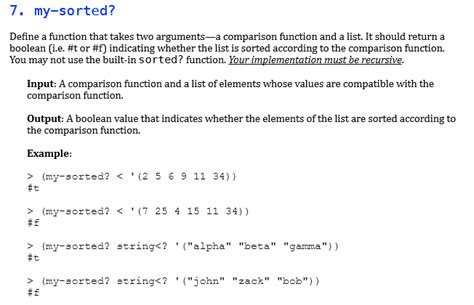 Solved 7 My Sorted Define A Function That Takes Two