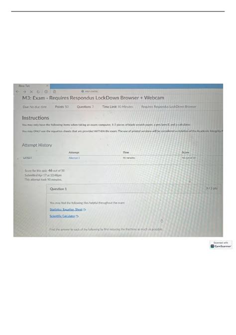 Maths 101 Module 3 Exam Requires Respondus Lockdown Browser Webcam Questions And Answers Latest