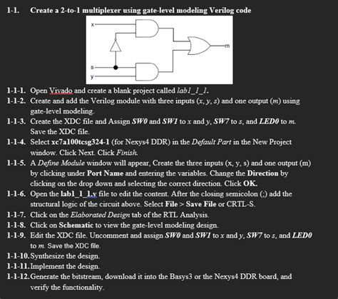 Solved 1 1 Create A 2 To 1 Multiplexer Using Gate Level