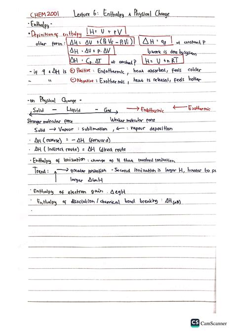 Lecture Enthalpy And Physical Change CHEM CamScanner Studocu