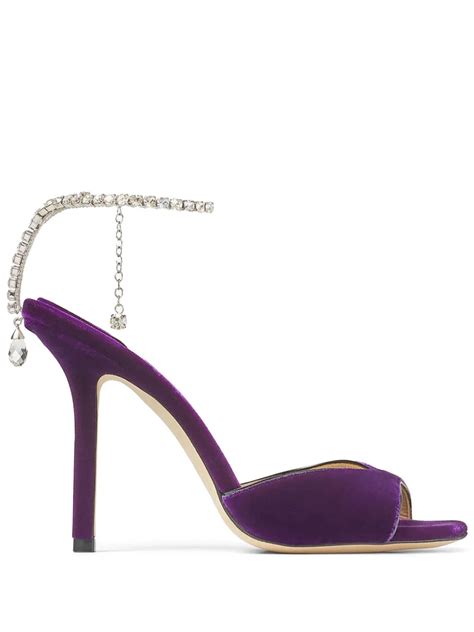 Jimmy Choo Saeda 100mm Crystal Embellished Sandals Purple Farfetch