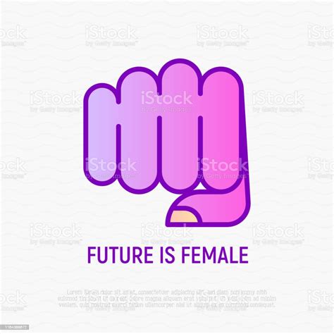 미래는 여성의 얇은 라인 아이콘입니다 여성의 주먹 현대 벡터 그림입니다 날씬한에 대한 스톡 벡터 아트 및 기타 이미지 날씬한 남녀 차별 동성애자의 권리 Istock