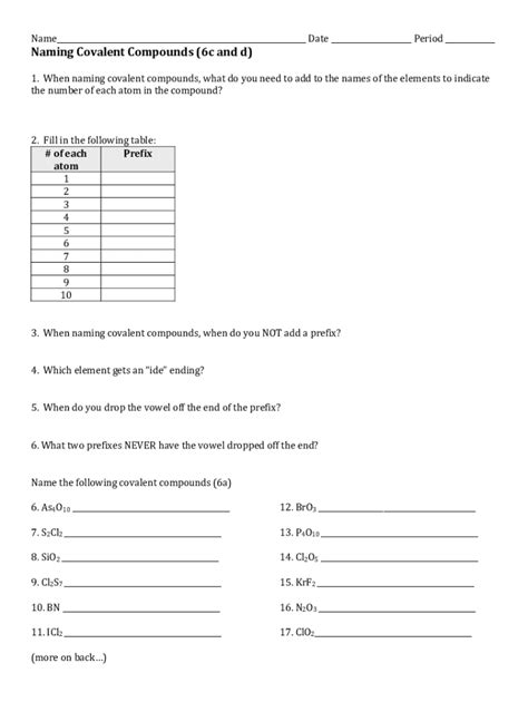 Fillable Online Rules For Naming Binary Covalent Compounds Fax Email Print Pdffiller