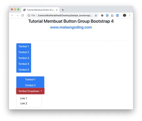 Tutorial Bootstrap 4 15 Button Group Bootstrap 4 Malas Ngoding