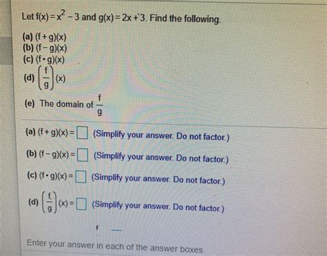 solved let f x x2 3 and g x 2x 3 find the following