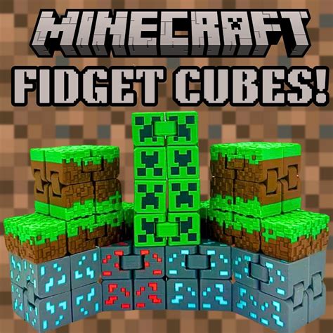 Interactive Minecraft Fidget Cube Blocks Creeper Grass Ore Designs Fun Stress Relief Toy For