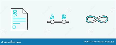 Set Line Infinity Test Or Exam Sheet And Graph Schedule Chart Diagram Icon Vector Stock