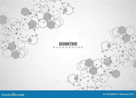 Geometric Abstract Background With Connected Line And Dots Structure Molecule And Communication