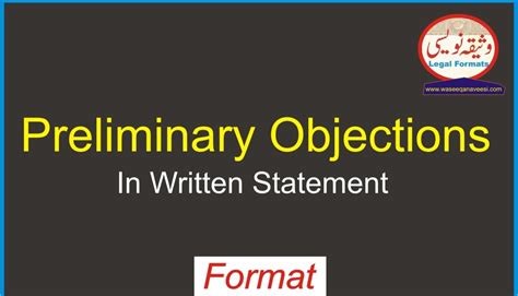 Preliminary Objections In Written Statement Format