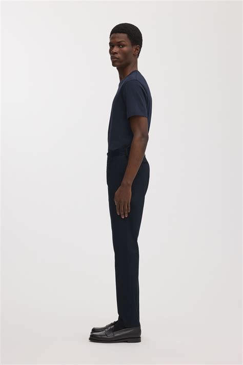 Dark Navy Slim Chino Tapered Cotton Stretch Trouser Asket