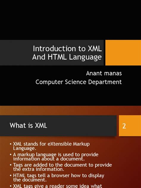Introduction To Xml And Html Language Anant Manas Computer Science