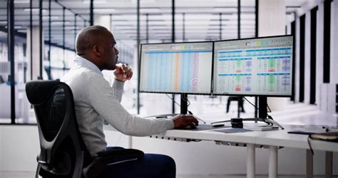 Analyst Working With Spreadsheet Business Data Stock Image Image Of