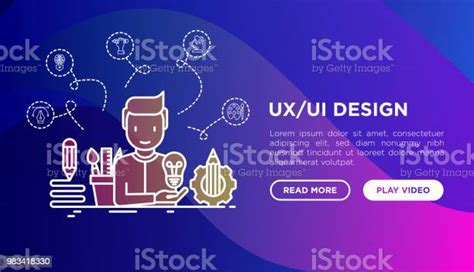 Ux Ui 디자인 컨셉 작성자 생성 아이디어 얇은 선 아이콘 시동 브리핑 브레인스토밍 퍼즐 컬러 팔레트 창조적 비전 천재 현대 벡터 일러스트 레이 션 웹 페이지 서식 파일