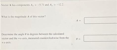 Solved Vector A Has Components Ax 571 ﻿and Ay 122what