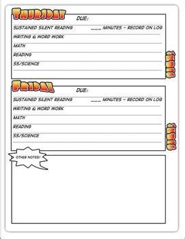Free Homework Assignment Sheet Weekly By Catch The Buzz TPT