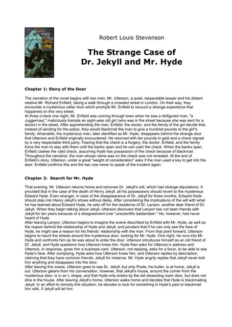 Dr Jekyll And Mr Hyde Summary Doc Gentili