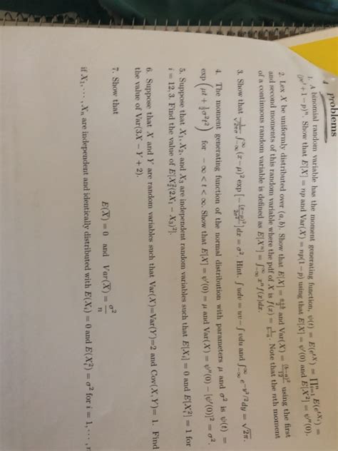Problems Binomial Random Veriable Has The Moment Generating Function