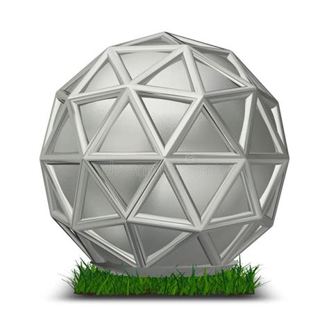 White Shape On The Grass 3d Render Geometric Figure Unique Design