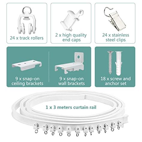 Bendable Curtain Rail For Bay Window M Ft Flexible Curved Ceiling Curtain Track Wall Mount