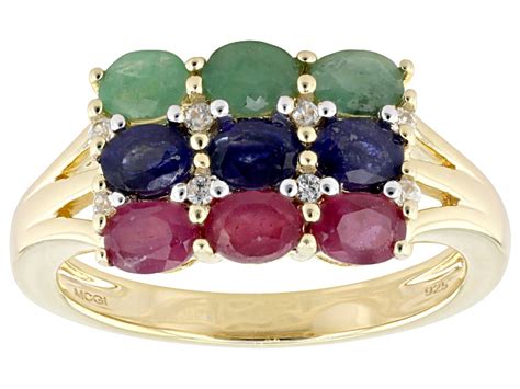 Mahaleorruby Mahaleorsapphire Emerald And White Zircon 18k Yellow