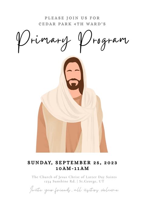 Lds Primary Program Invitation Primary Program Template Primary Presentation Editable Invite