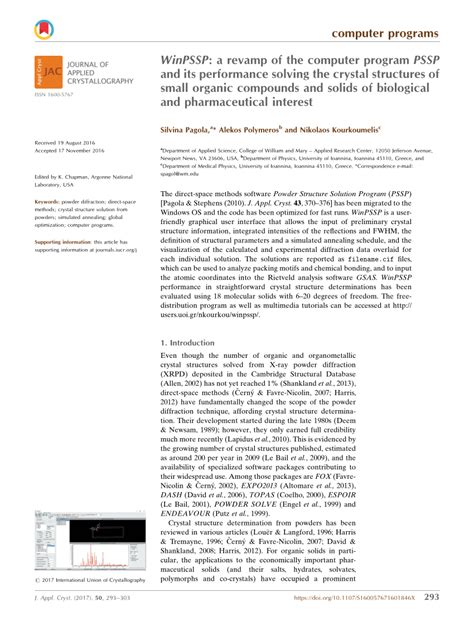 Pdf Winpssp A Computer Program Applying Direct Space Methods For