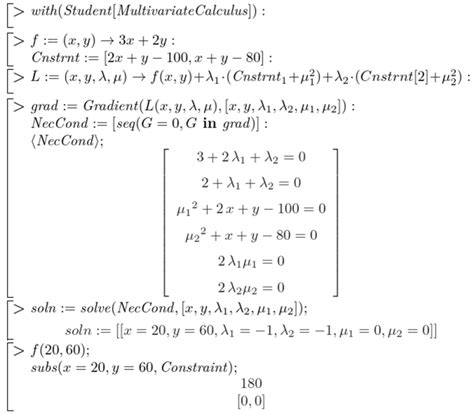 Constrained Optimization Kuhn Tucker Conditions Advanced Problem Solving Using Maple Applied