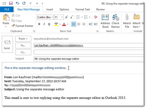How To Enable And Disable The Separate Message Editing Window For Replies In Outlook 2013