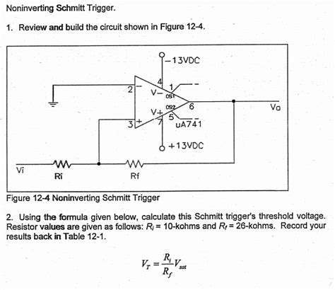 Solved Noninverting Schmitt Trigger 1 Review And Build The Chegg Com