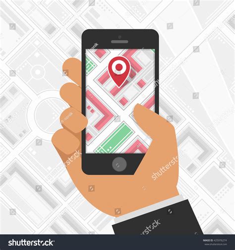 Hand Holding Mobile Gps Navigation Mobile Stock Vector Royalty Free 425976274 Shutterstock
