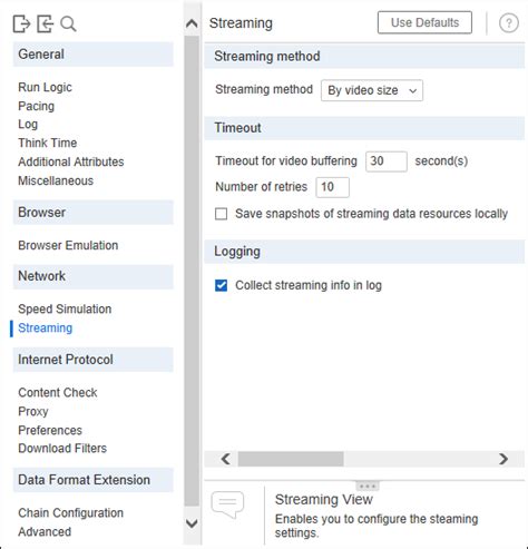 Loadrunner Runtime Settings Streaming Perfmatrix
