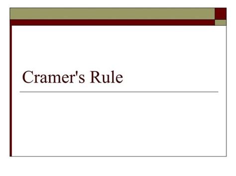 Cramers Rule Ppt